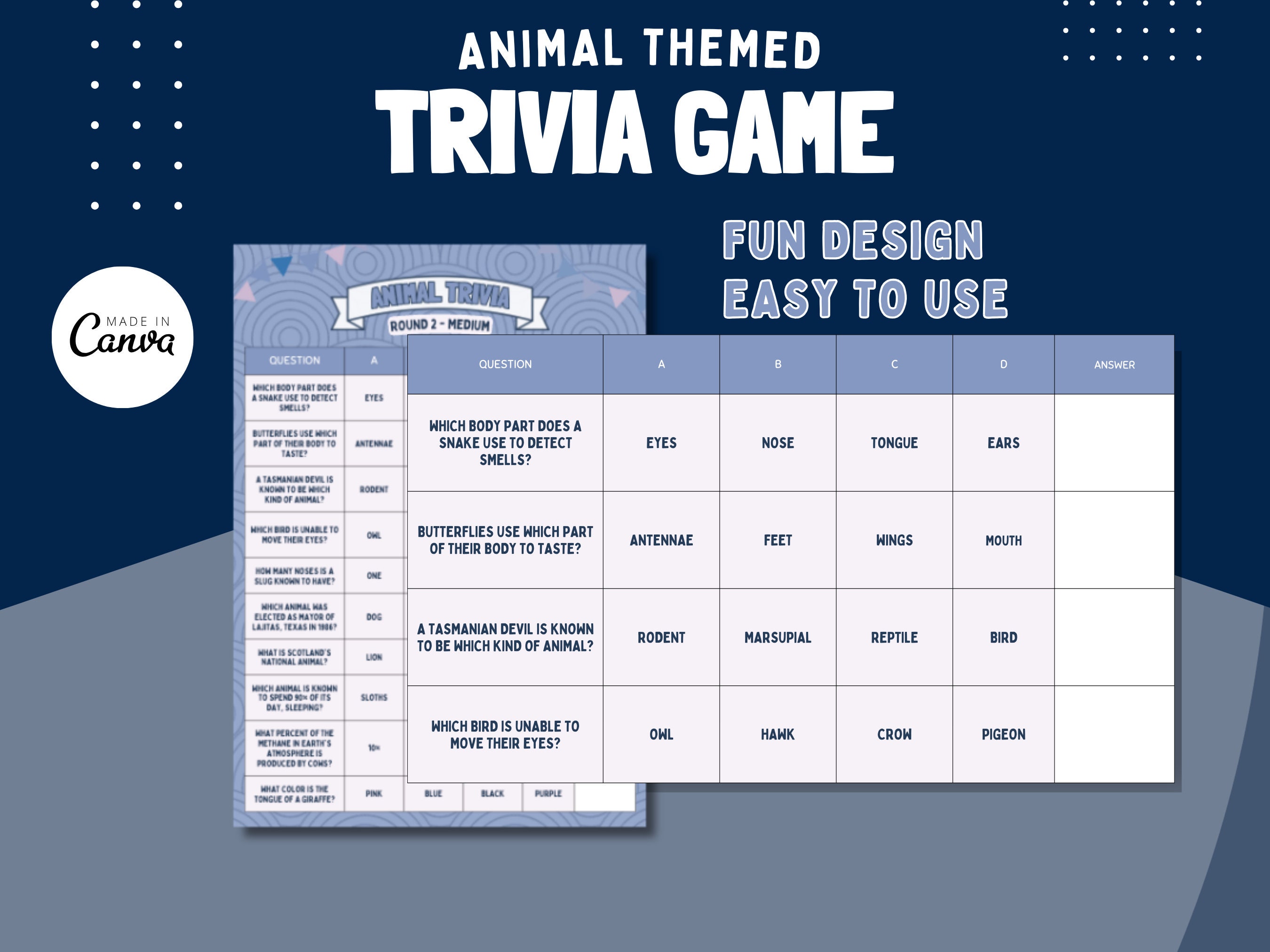 Printable Animal Trivia Games: Instant Download for Home Fun! Suitable ...