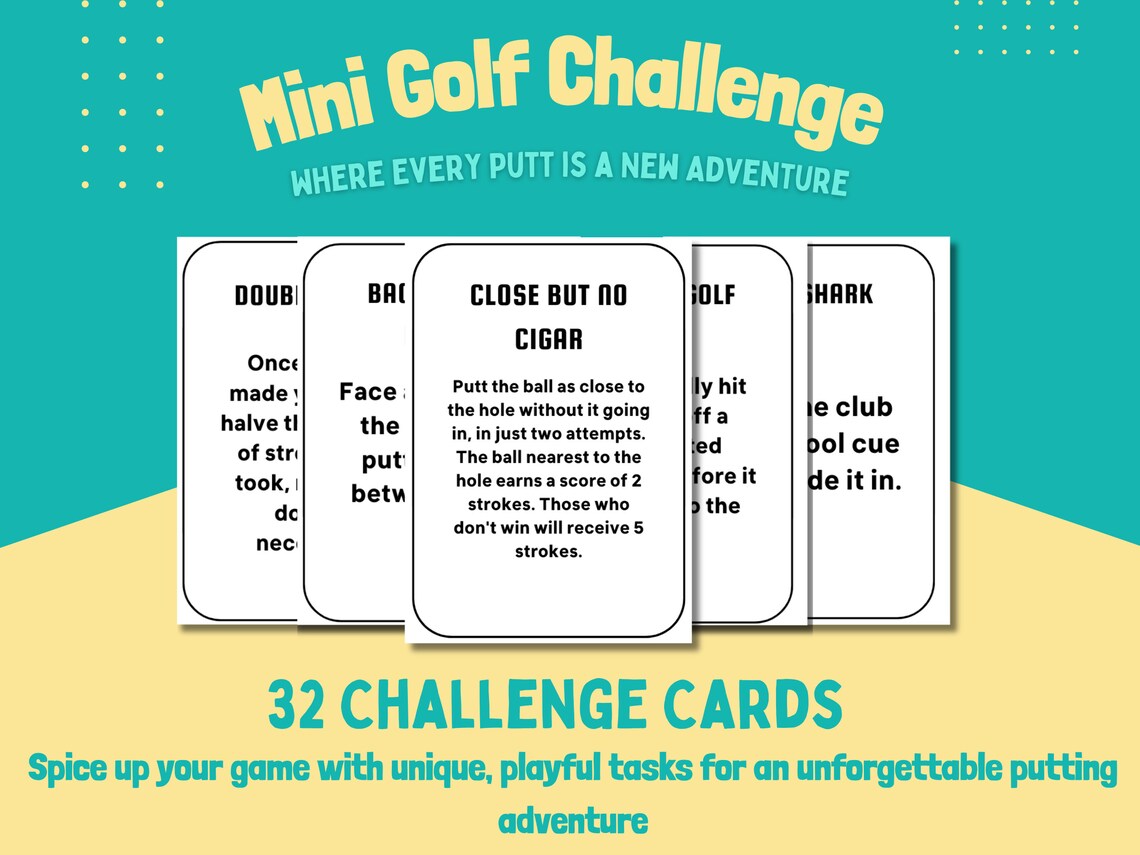 Instant Download, Mini Golf Challenge Cards - Fun Family Game, Outdoor ...