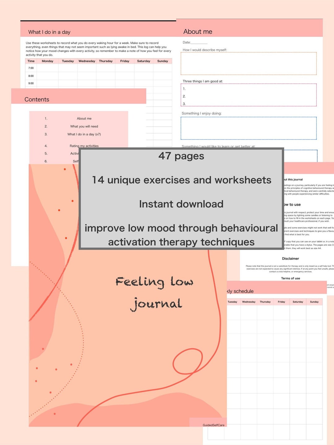 Feeling Low Self Help Journal, Digital Journal Prompts, Self Help Guide ...