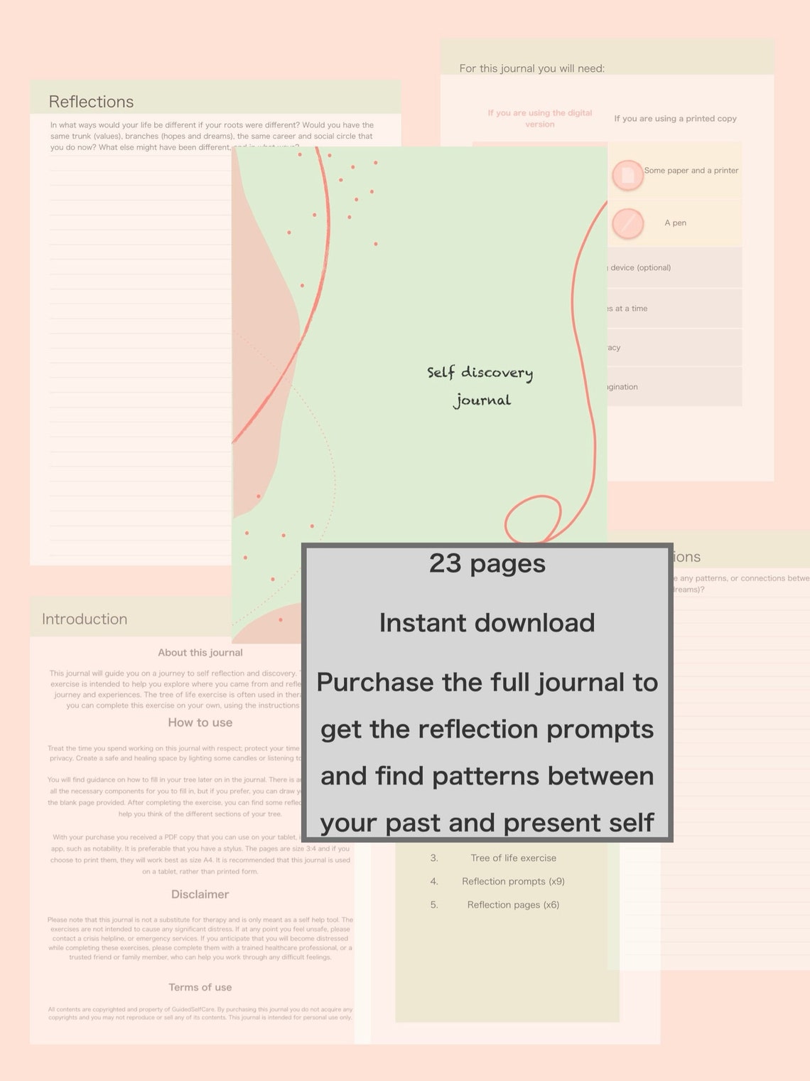 Self Discovery Worksheet, Digital Tree of Life Exercise, Self Help ...
