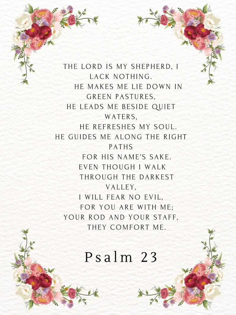 Psalm 23 Bible Verse Wall Art: Instant Scripture Download for Framing ...
