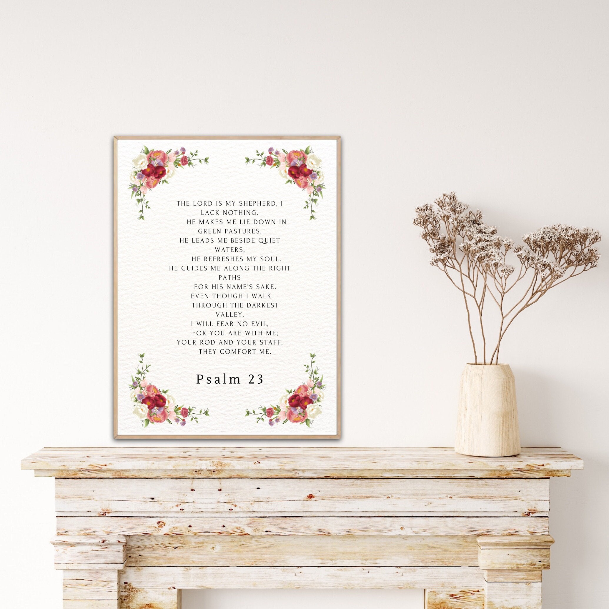 Psalm 23 Bible Verse Wall Art: Instant Scripture Download for Framing ...
