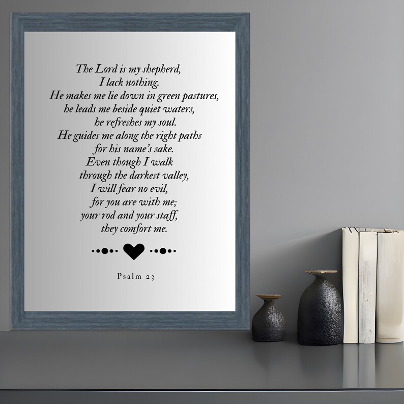 Psalm 23 Wall Art Bible Verse: Instant Scripture Download for Framing ...