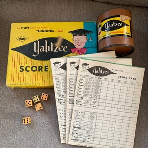 1956 Yahtzee Score Pads, Shaker and Dice - Etsy