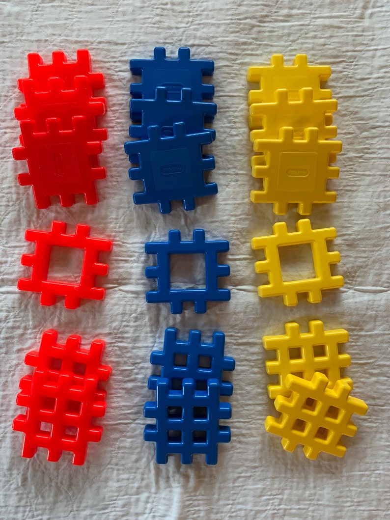Little Tikes Wee Waffle Blocks, 1984, Complete Set of Original 18 a ...