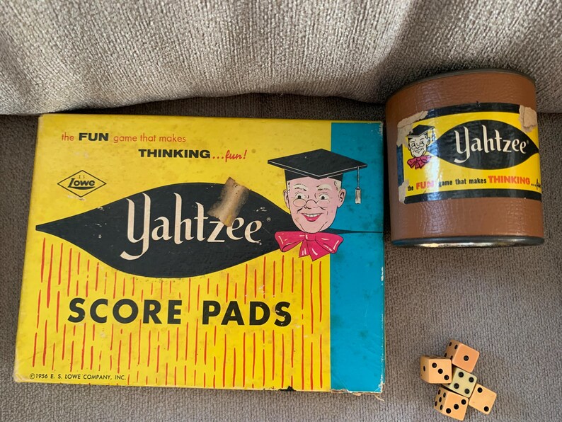 1956 Yahtzee Score Pads, Shaker and Dice - Etsy
