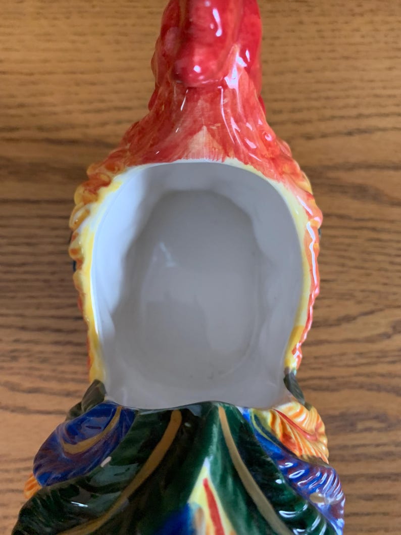 Floral Ceramic Rooster, Utensil Holder or Planter - Etsy