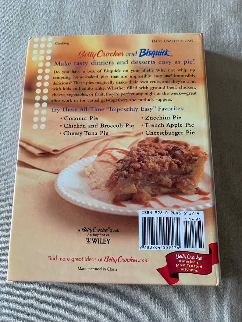 Betty Crocker BISQUICK Impossibly Easy Pies Cookbook, RARE - Etsy