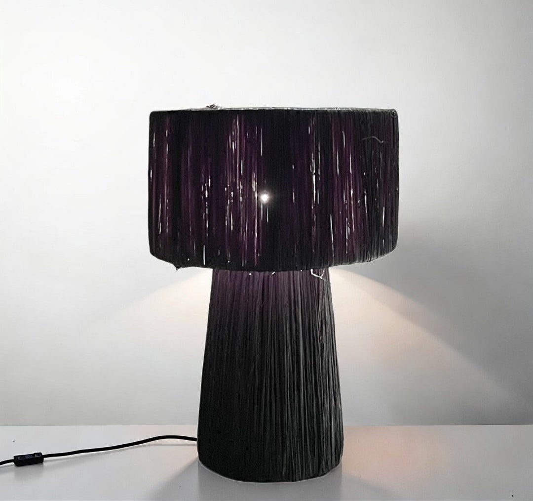 Purple Raffia Lamp Natural Fiber Raffia Lamp Raffia - Etsy