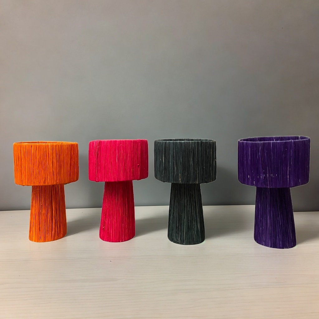 Purple Raffia Lamp Natural Fiber Raffia Lamp Raffia - Etsy