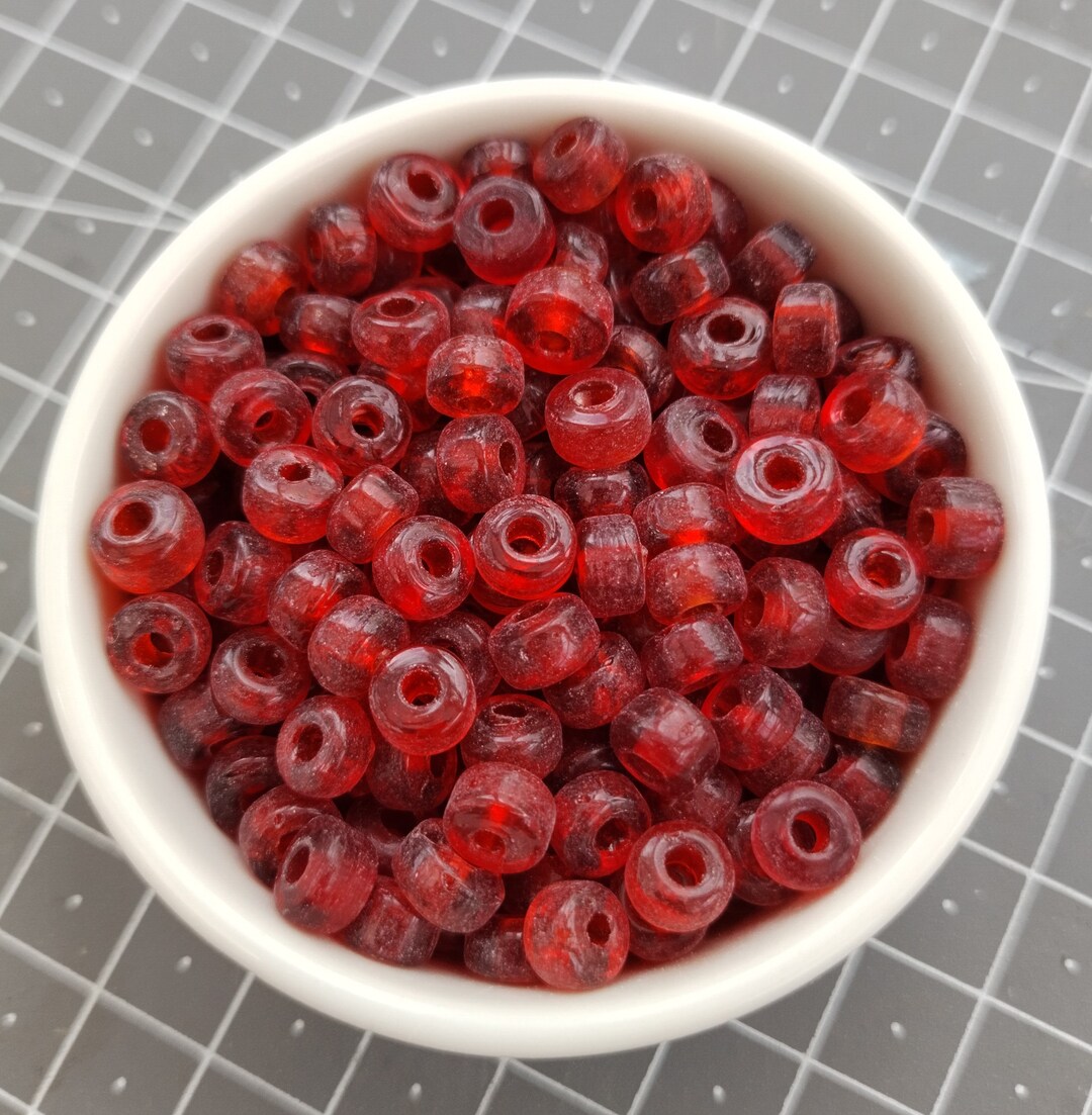 7x4mm 50 Grams 175 Beads Transparent Red Mini Crow Opaque Glass Beads 2 ...