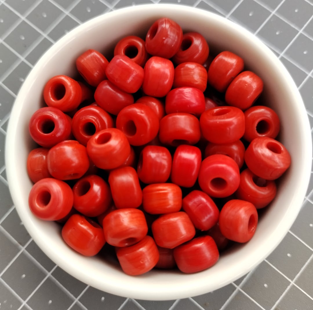 9x6mm 50 Grams aprox 71 Beads Red Opaque Crow Glass Beads 4mm Hole ...