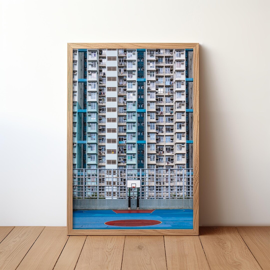 Hong Kong Basketball Poster Un Chau Estate Wall Art Kowloon Decoration ...