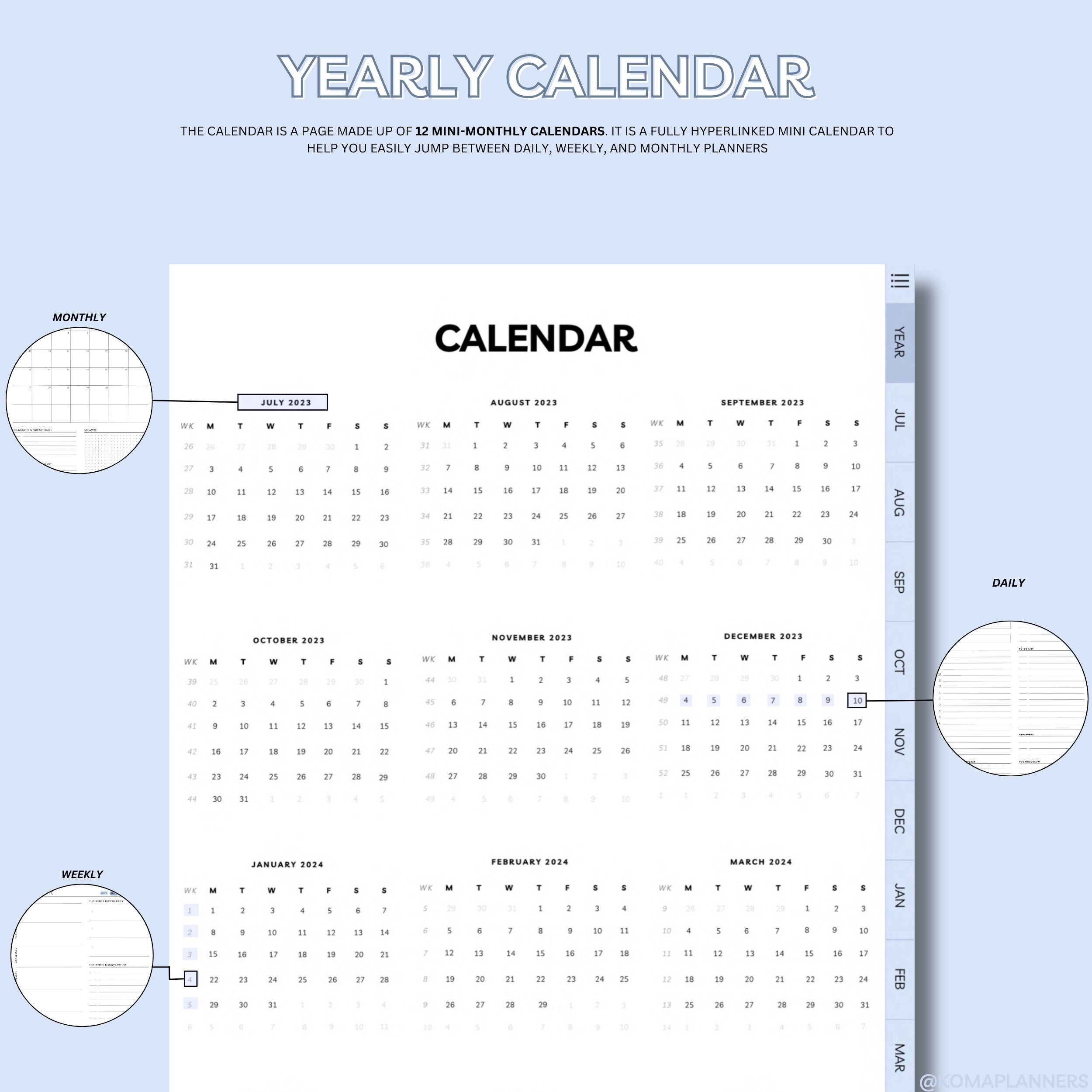 2023-24 Mid-year Digital Planner Goodnotes & iPad Compatible Minimalist ...