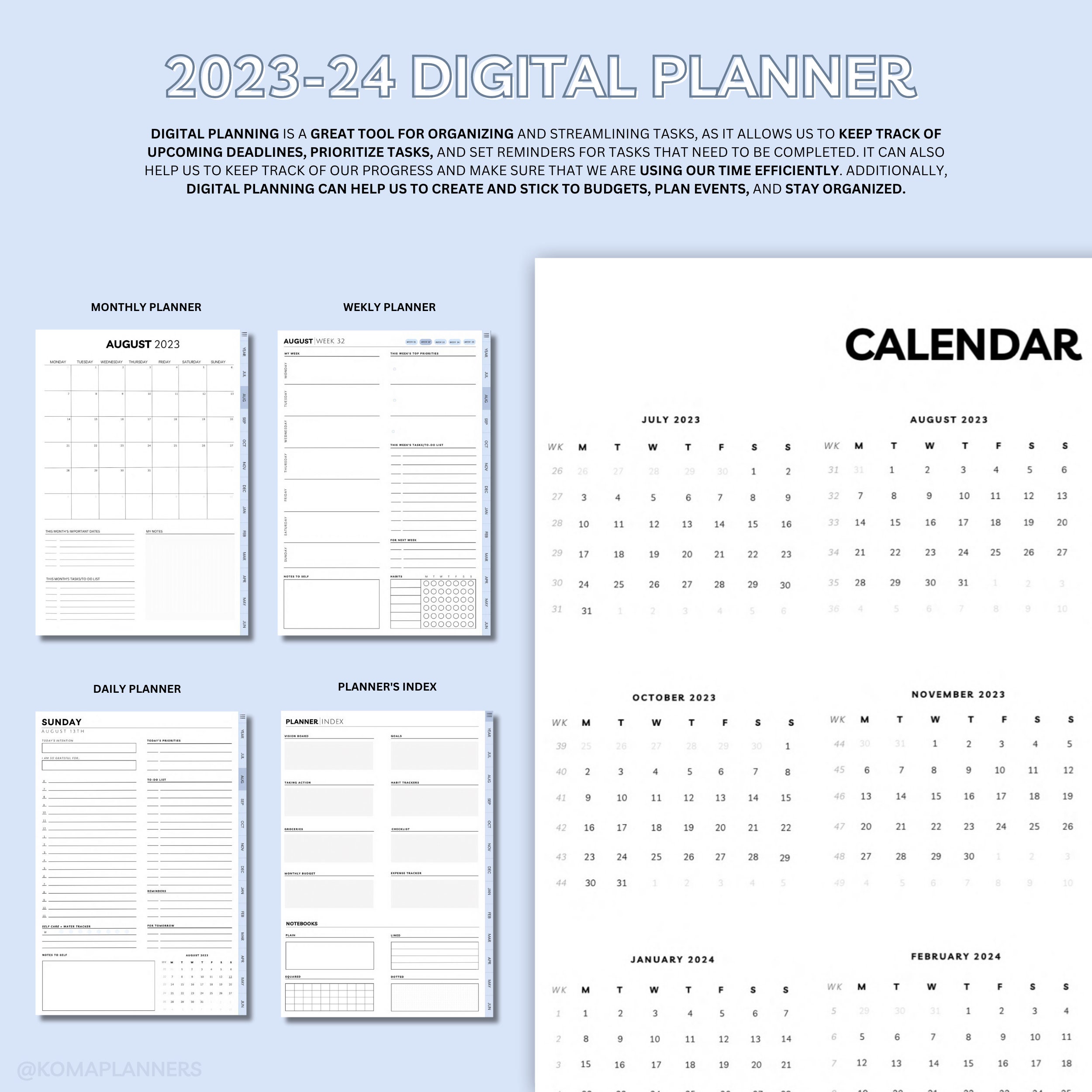 2023-24 Mid-year Digital Planner Goodnotes & iPad Compatible Minimalist ...