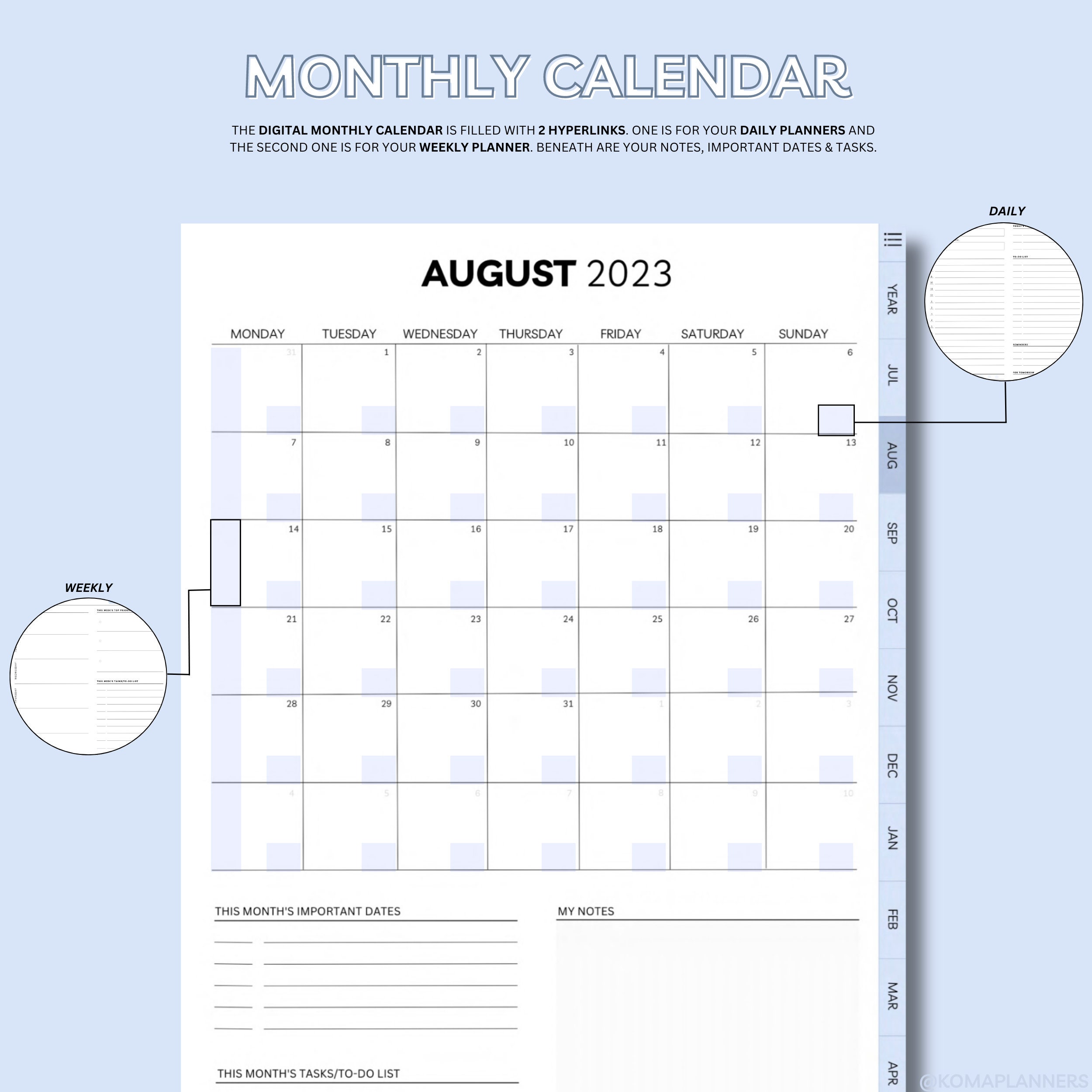2023-24 Mid-year Digital Planner Goodnotes & iPad Compatible Minimalist ...