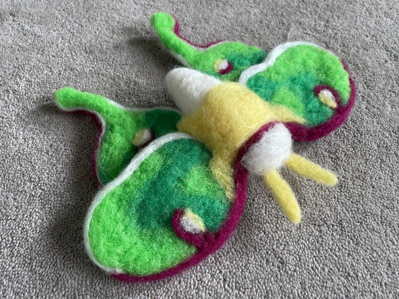 Luna Moth Felted Wool Sculpture Soft Fuzzy Cute Witchy Cottage Core ...