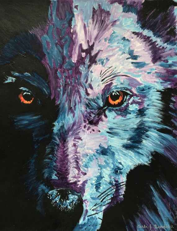 Acrylic Wolf Painting