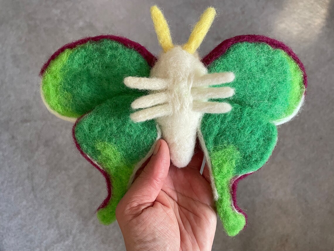 Luna Moth Felted Wool Sculpture Soft Fuzzy Cute Witchy Cottage Core ...