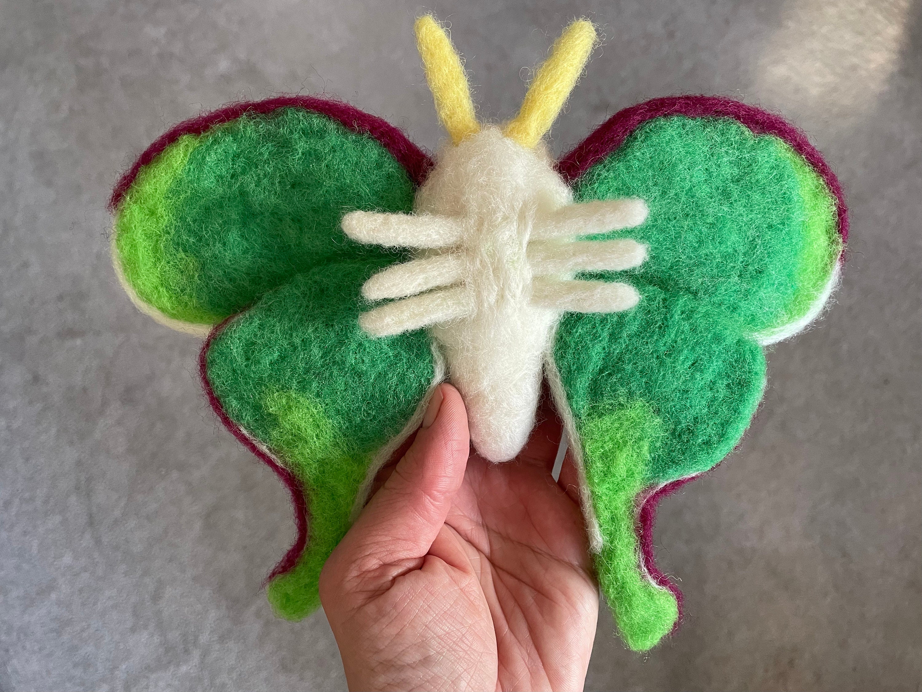 Luna Moth Felted Wool Sculpture Soft Fuzzy Cute Witchy Cottage Core ...