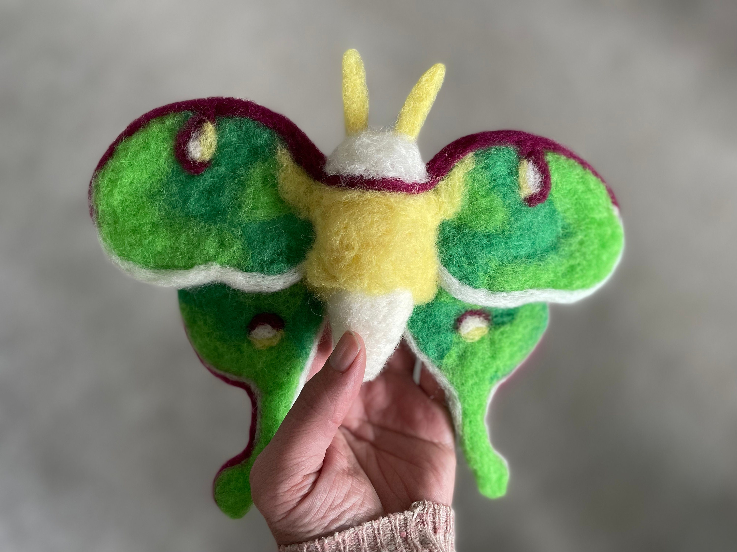 Luna Moth Felted Wool Sculpture Soft Fuzzy Cute Witchy Cottage Core ...