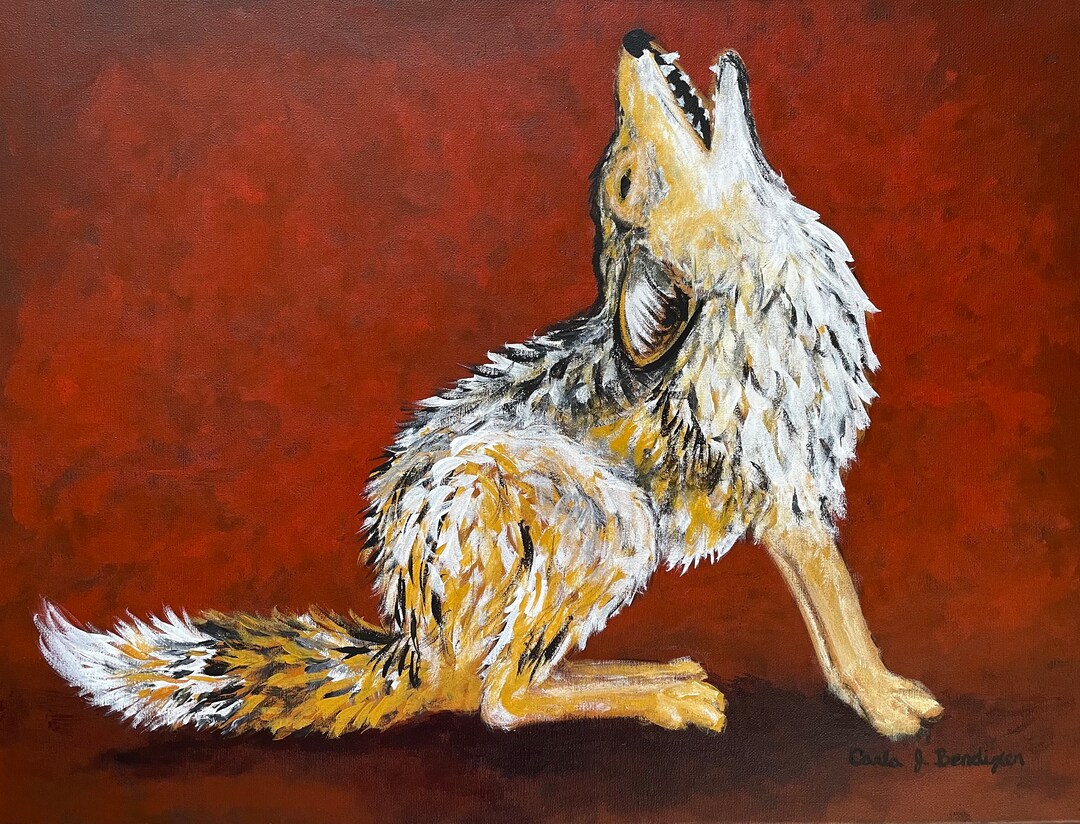 Coyote’s Cry Acrylic Painting on Gallery Stretched Canvas 18” by 24 ...