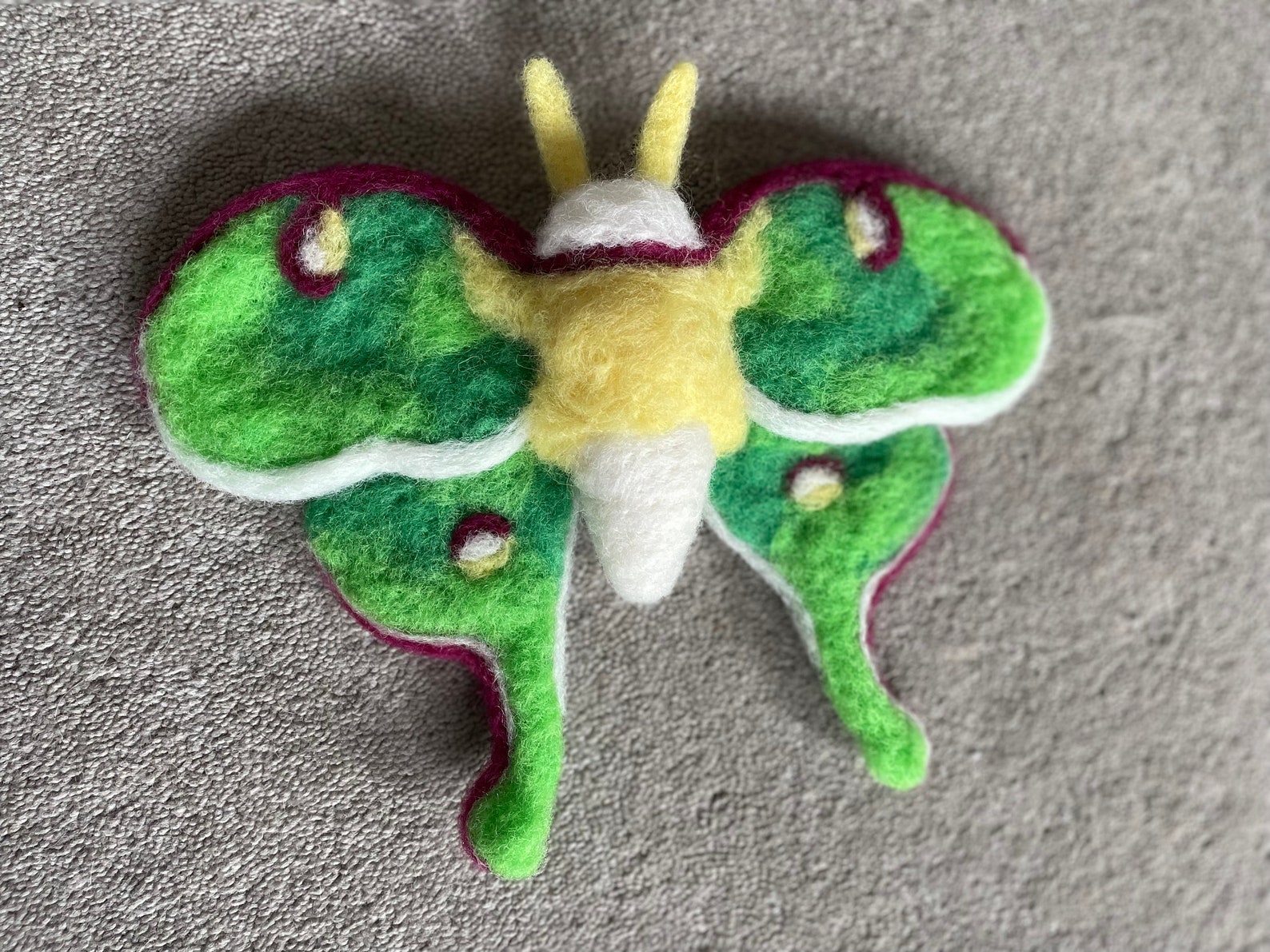 Luna Moth Felted Wool Sculpture Soft Fuzzy Cute Witchy Cottage Core ...
