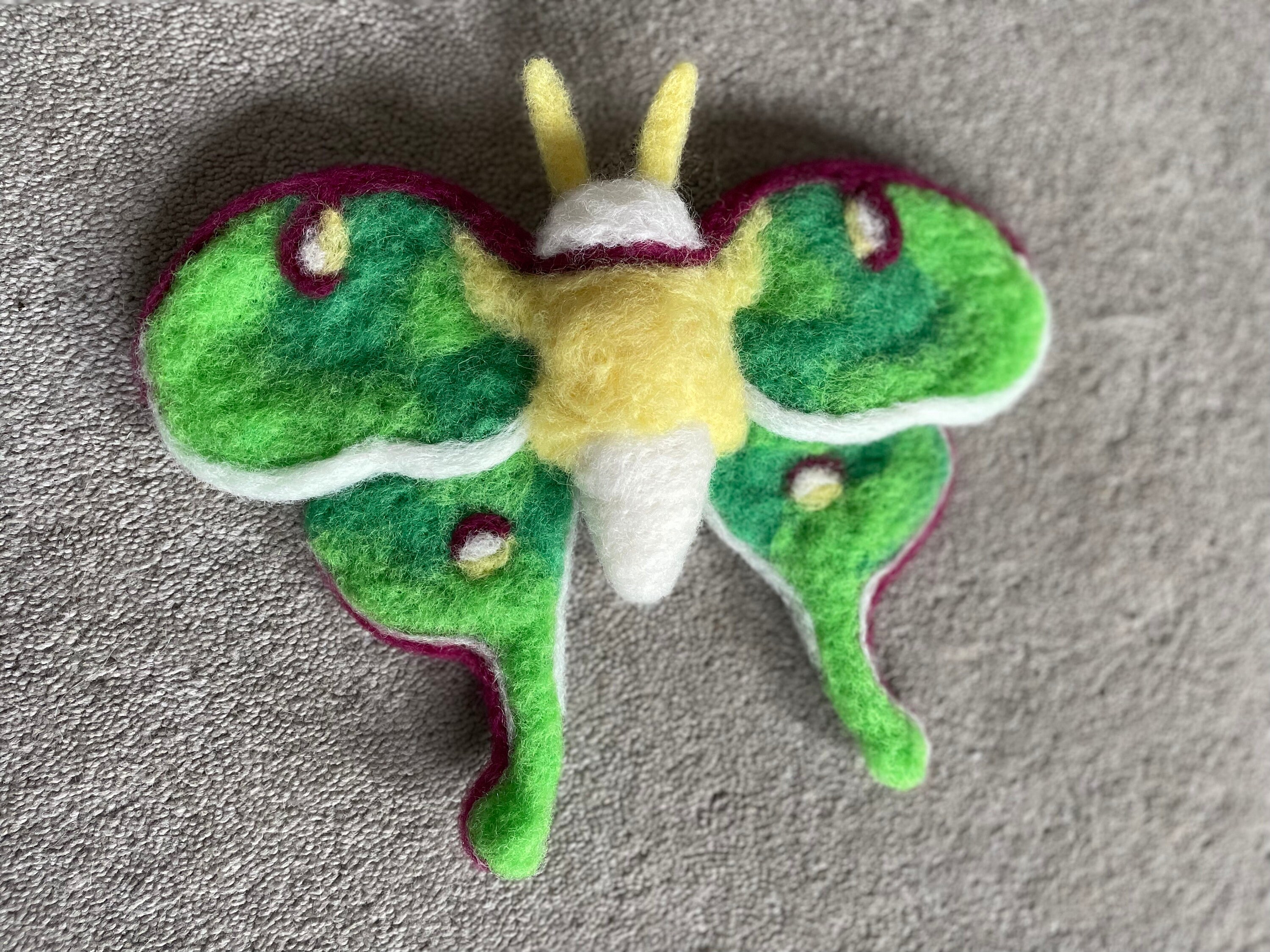 Luna Moth Felted Wool Sculpture Soft Fuzzy Cute Witchy Cottage Core ...