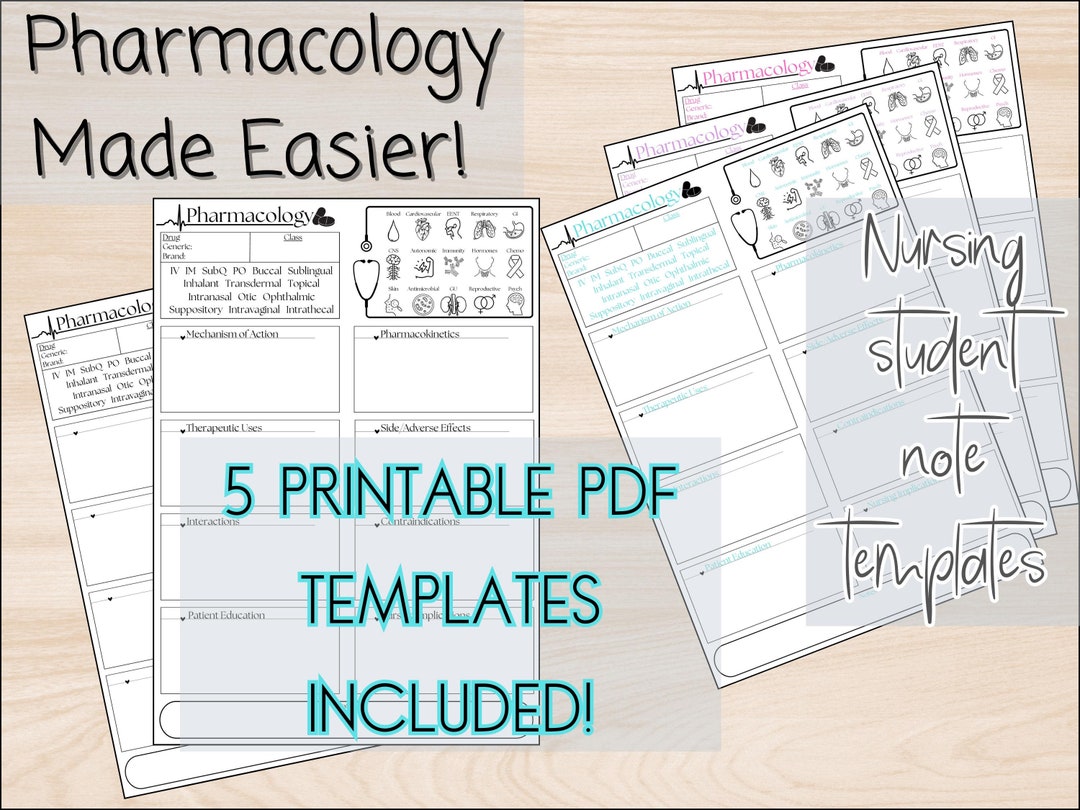 Pharmacology Note Template for Nursing Students- Studying Pharm for ...