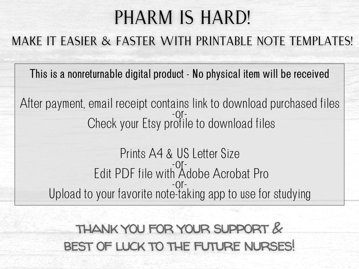 Pharmacology Note Template for Nursing Students- Studying Pharm for ...