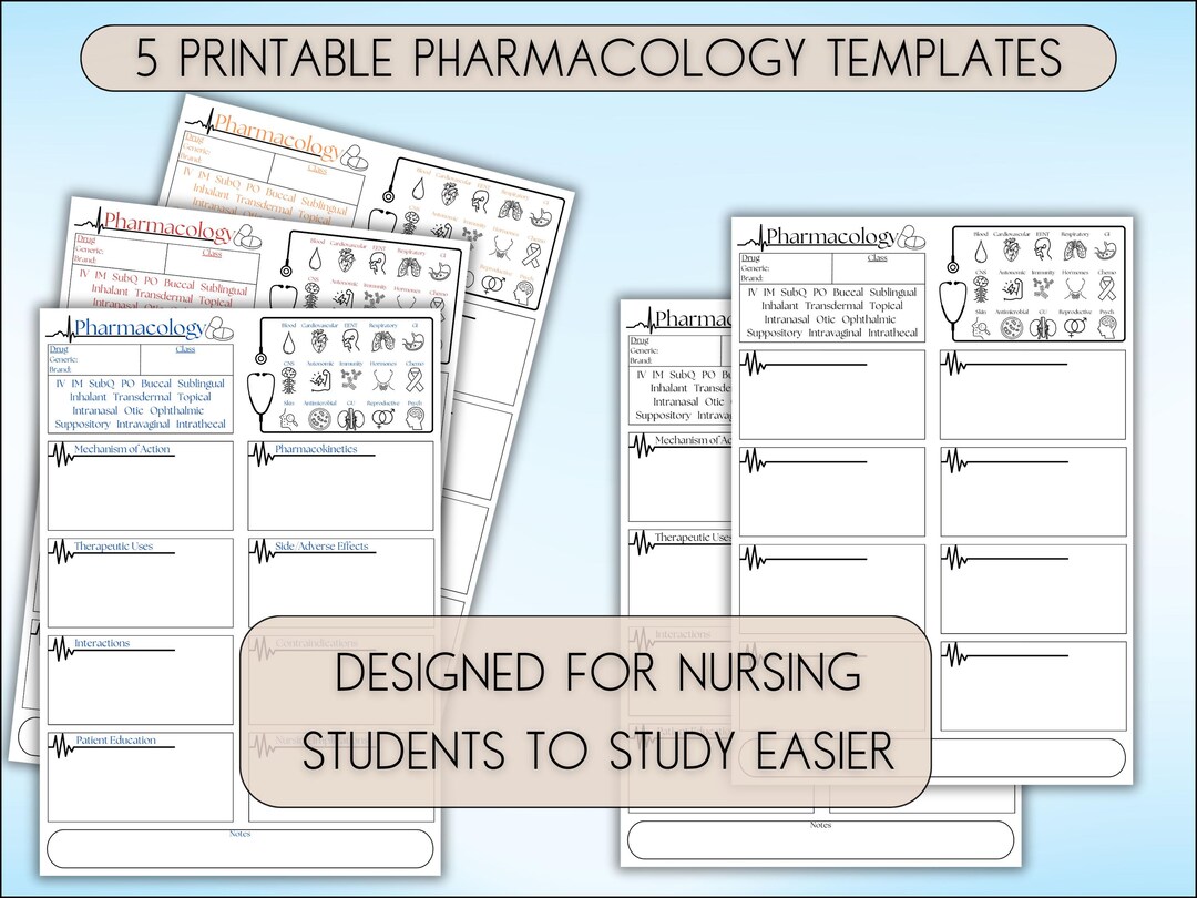 Pharmacology Note Template for Student Nurses to Study Pharm While in ...