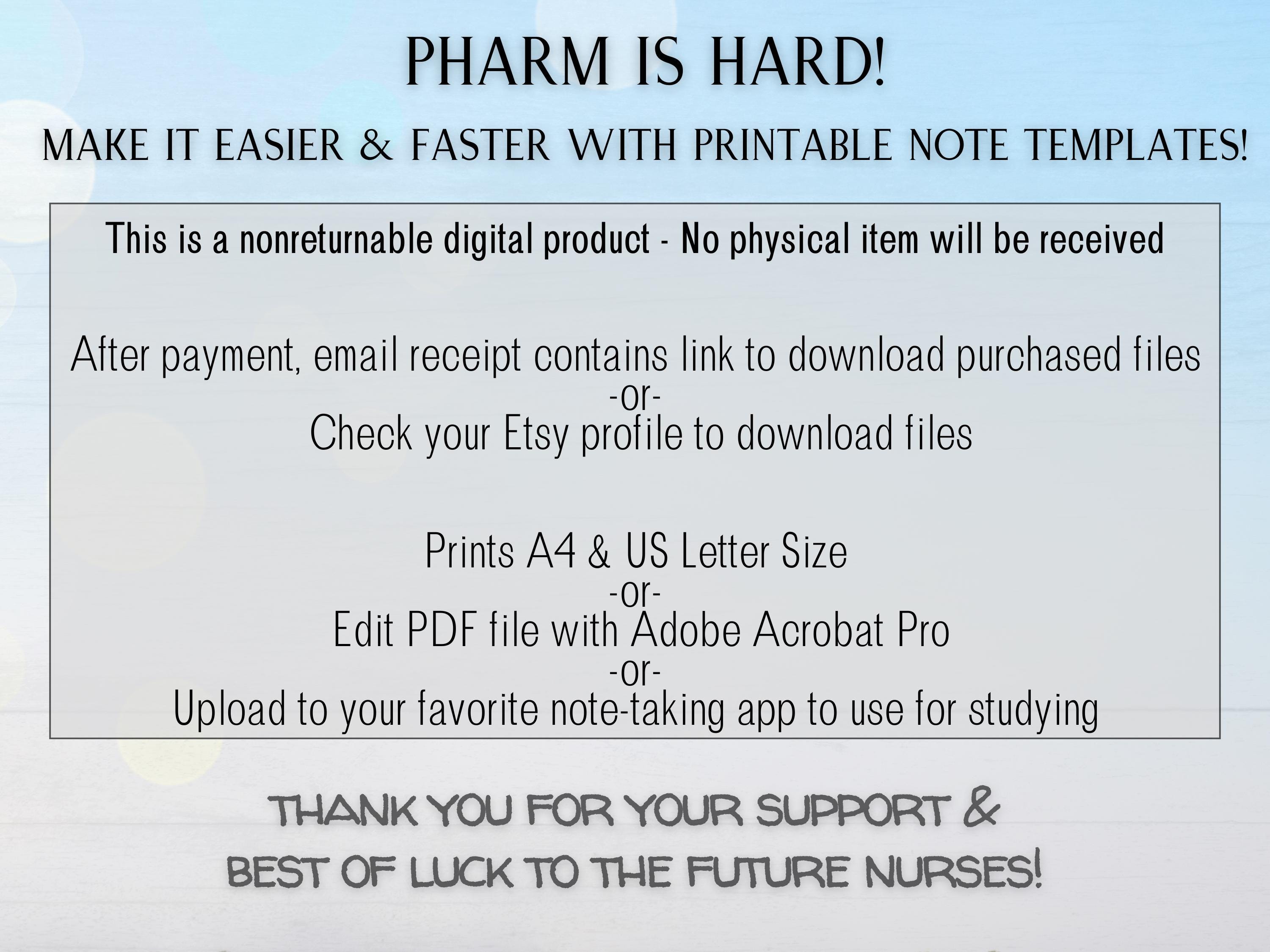 Pharmacology Template for Nursing Students | Printable Pharm Study ...
