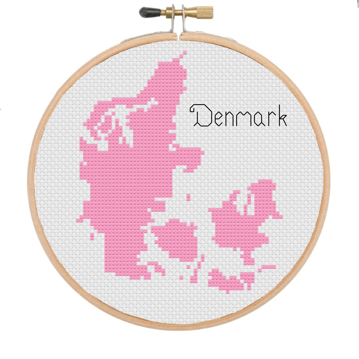 Cross Stitch Pattern Denmark Cross Stitch Pattern Map Cross Stitch ...
