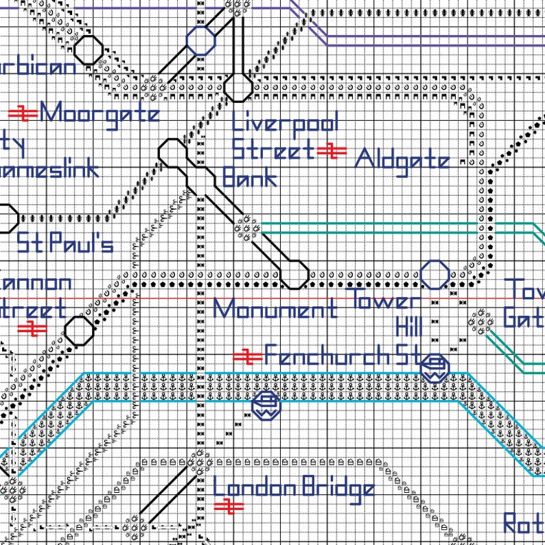 Cross Stitch Pattern London Underground Map NEW 2022 Version Elizabeth ...