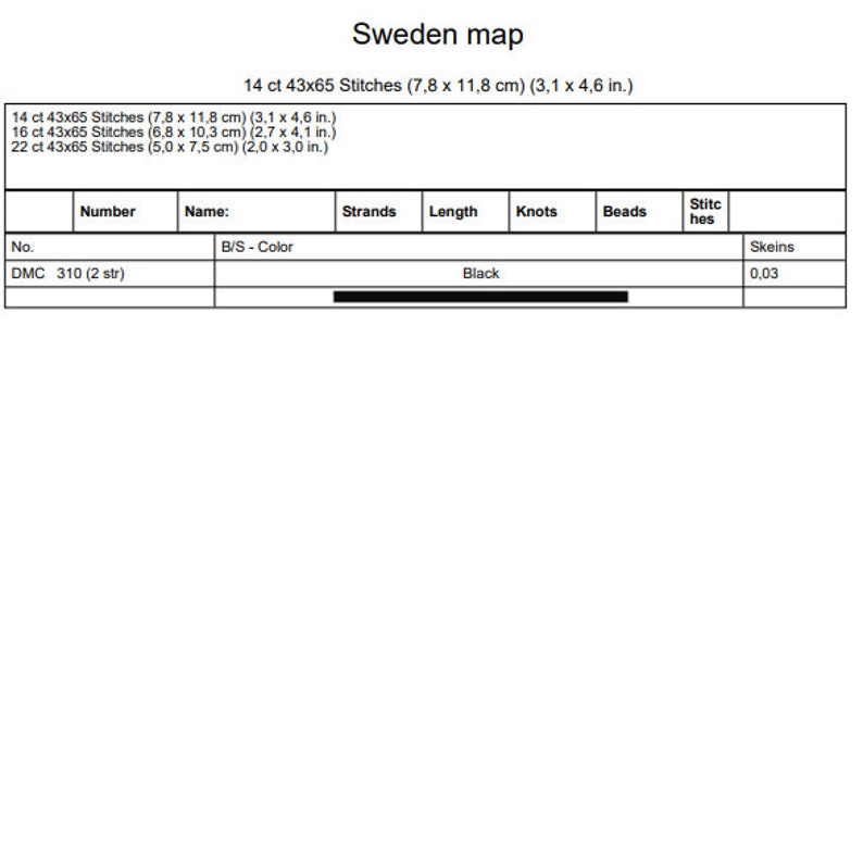 Cross Stitch Pattern Map Cross Stitch Pattern Sweden Counted Cross ...