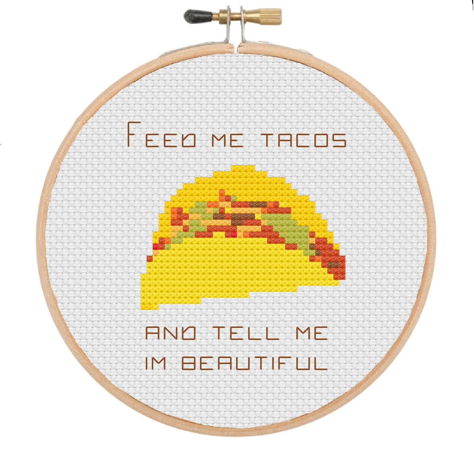 Taco Cross Stitch Pattern: Funny Modern Design (PDF Pattern) - Etsy
