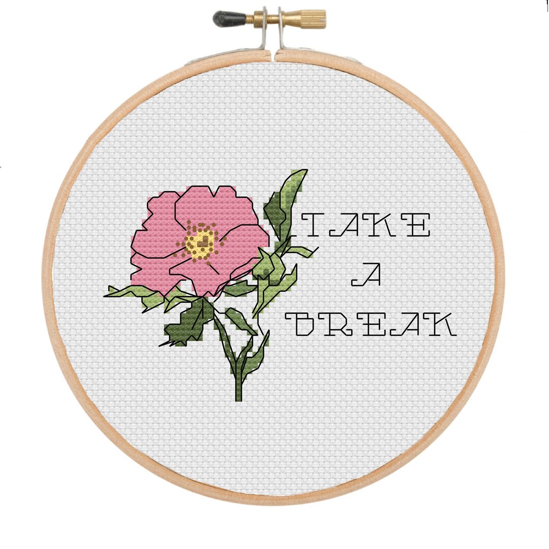 Take a Break Cross Stitch Pattern / Flower Cross Stitch Pattern ...
