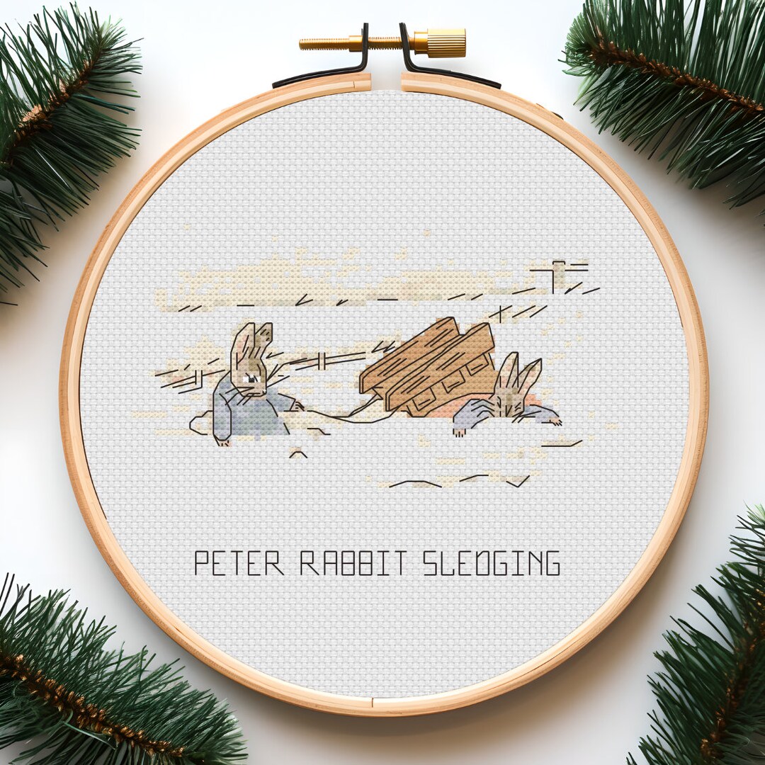 Cross Stitch Pattern Peter Rabbit Sledging - Beatrix Potter - Counted ...