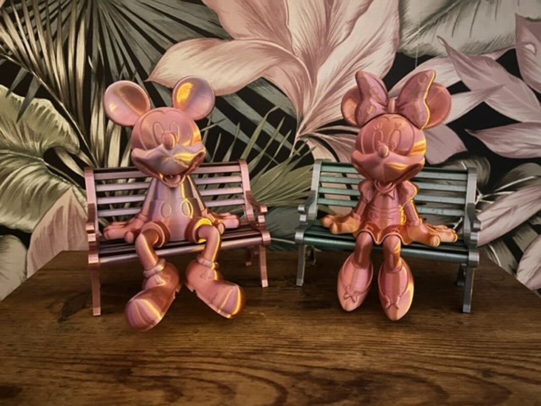 Mickey and Minni Mouse on a Bench - Etsy UK