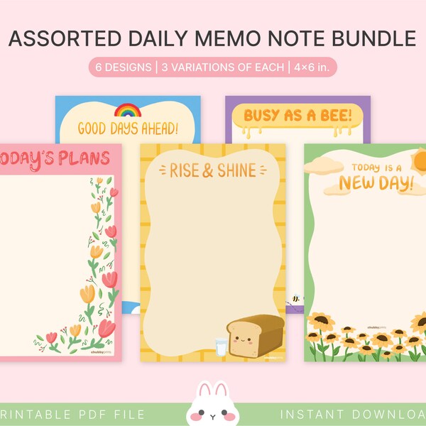 Memo Pad Printable - Etsy