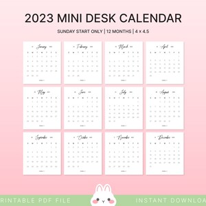 Instant Download 2023 Mini Desk Calendar Vertical Calendar, Printable ...