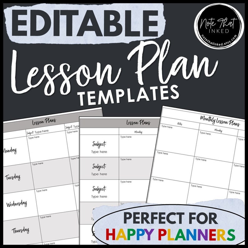 Editable Lesson Plan Templates for Teachers, Lesson Plan Templates for ...