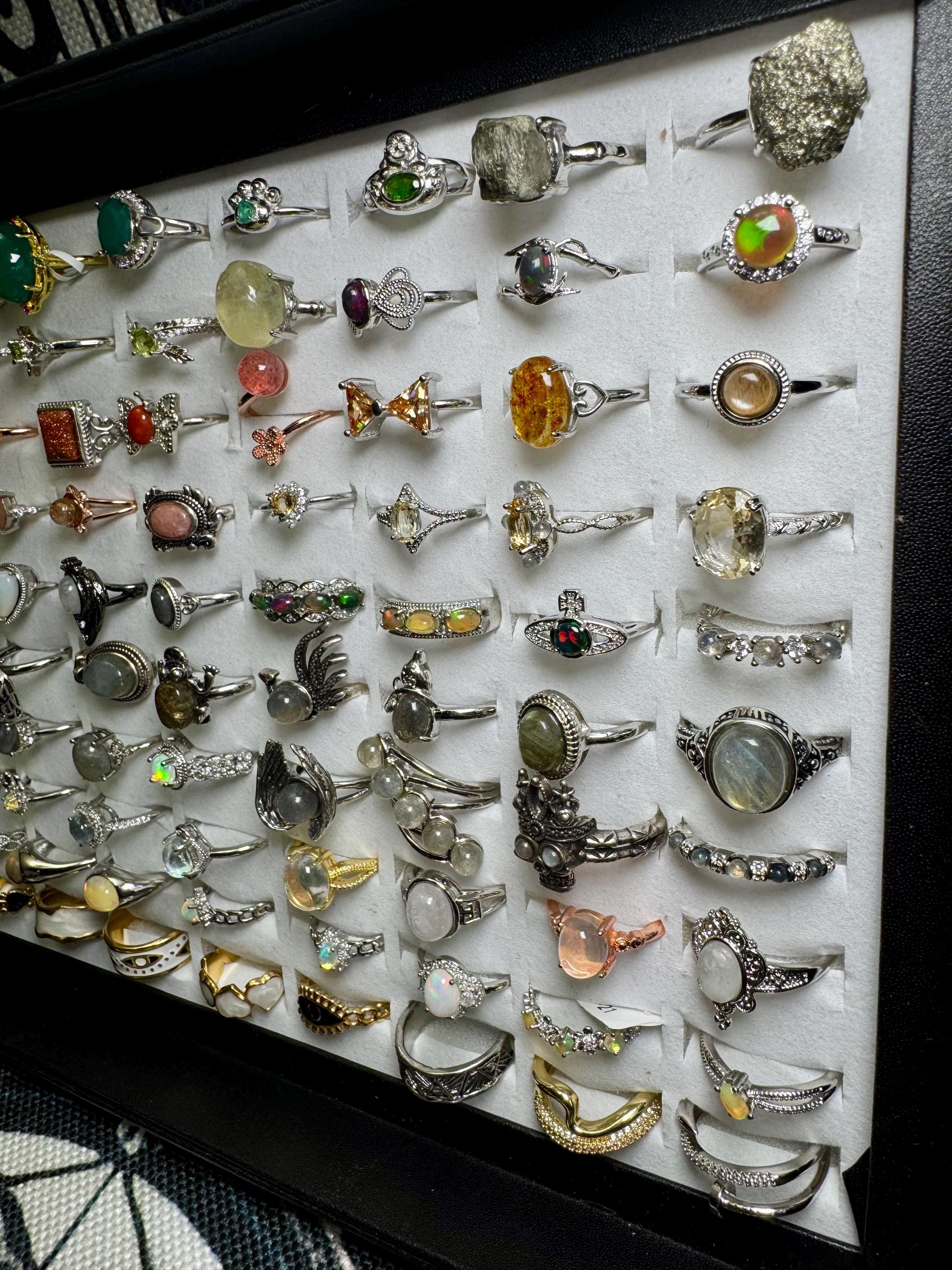 Mystery Ring Box – 10 Natural Gemstone Rings – Silver Plated ...
