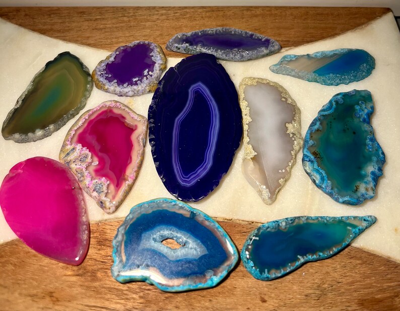 Vibrant Crafters' Delight Assorted Colorful Agate Slices/slabs for Arts ...