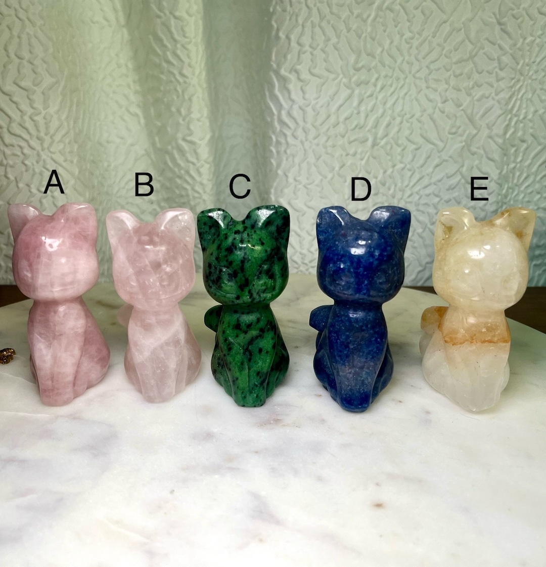 Crystal Luna Cat Carving - Sailor Moon - 3.2” - Golden Healer, Rose ...