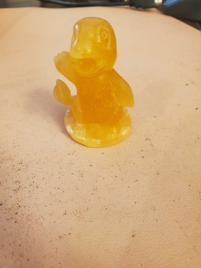 Natural Yellow Calcite Carved charmander Pokemon Quartz Crystal Unique ...