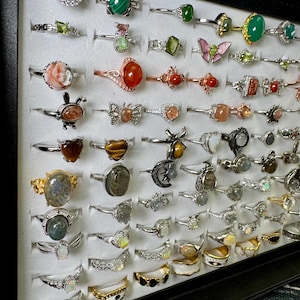 Mystery Ring Box – 10 Natural Gemstone Rings – Silver Plated ...