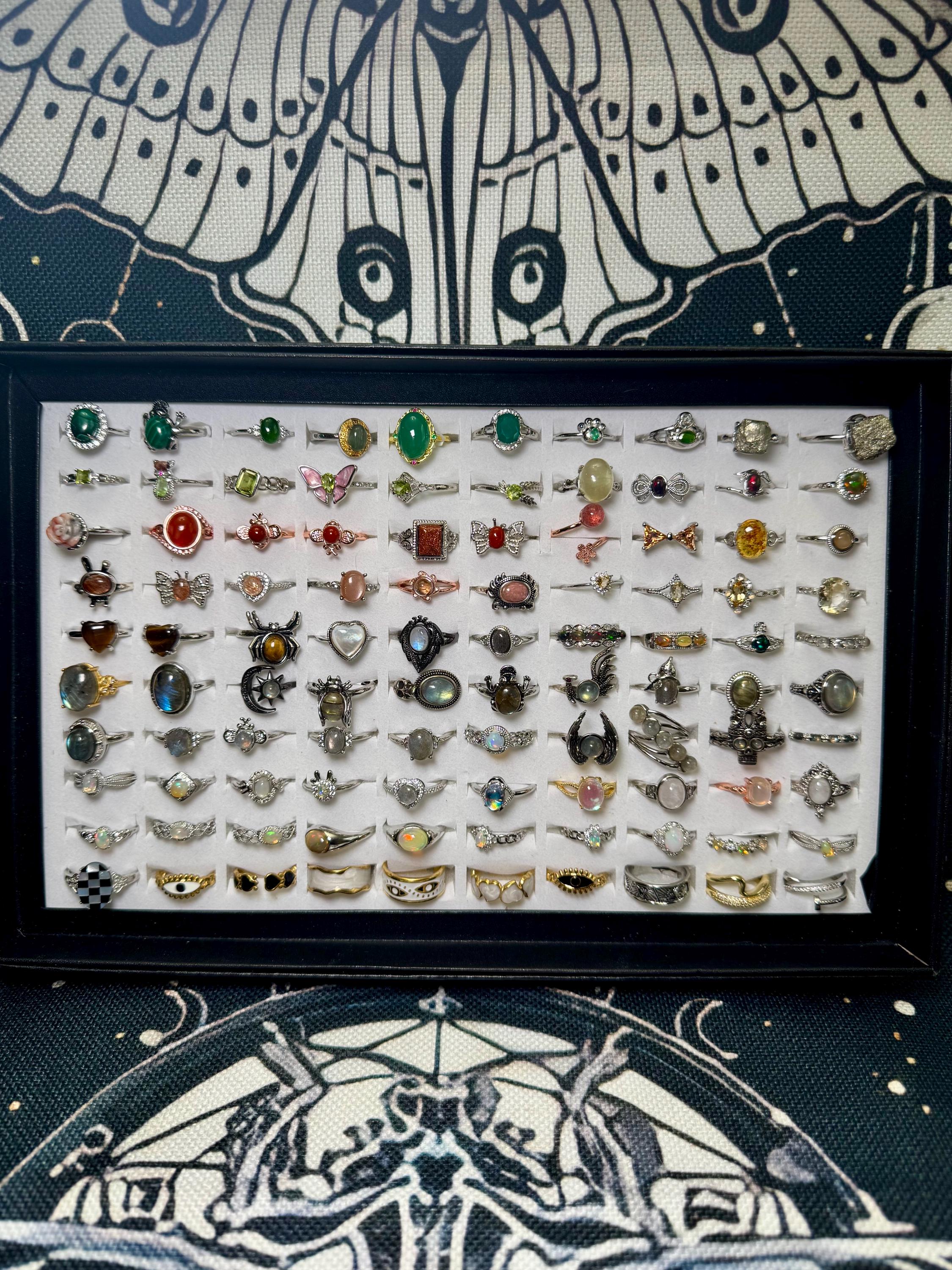 Mystery Ring Box – 10 Natural Gemstone Rings – Silver Plated ...