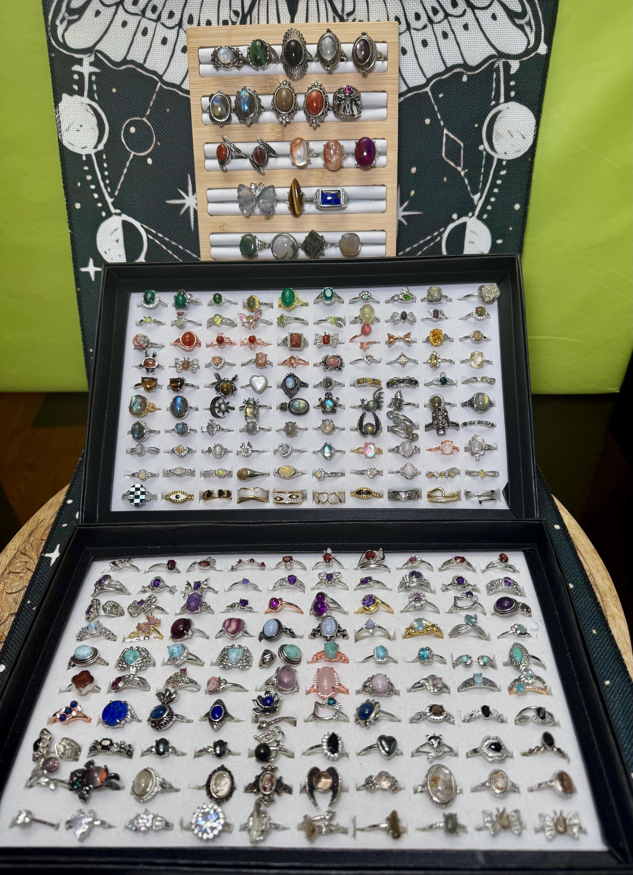 Mystery Ring Box – 10 Natural Gemstone Rings – Silver Plated ...