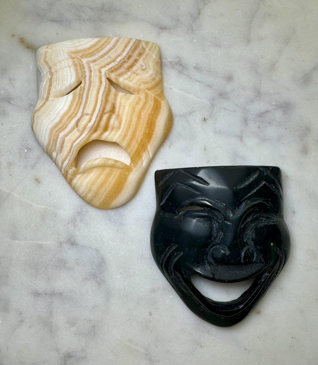 Comedy/tragedy - Laugh Now Cry Later Crystal Mask - Obsidian & Afghan ...